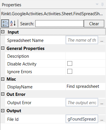Find spreadsheet | Rinkt Documentation